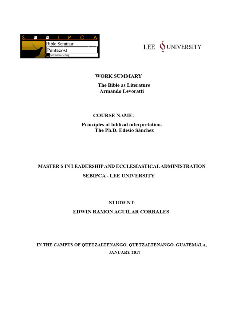 The Bible As Literature | PDF | Bible | Genre