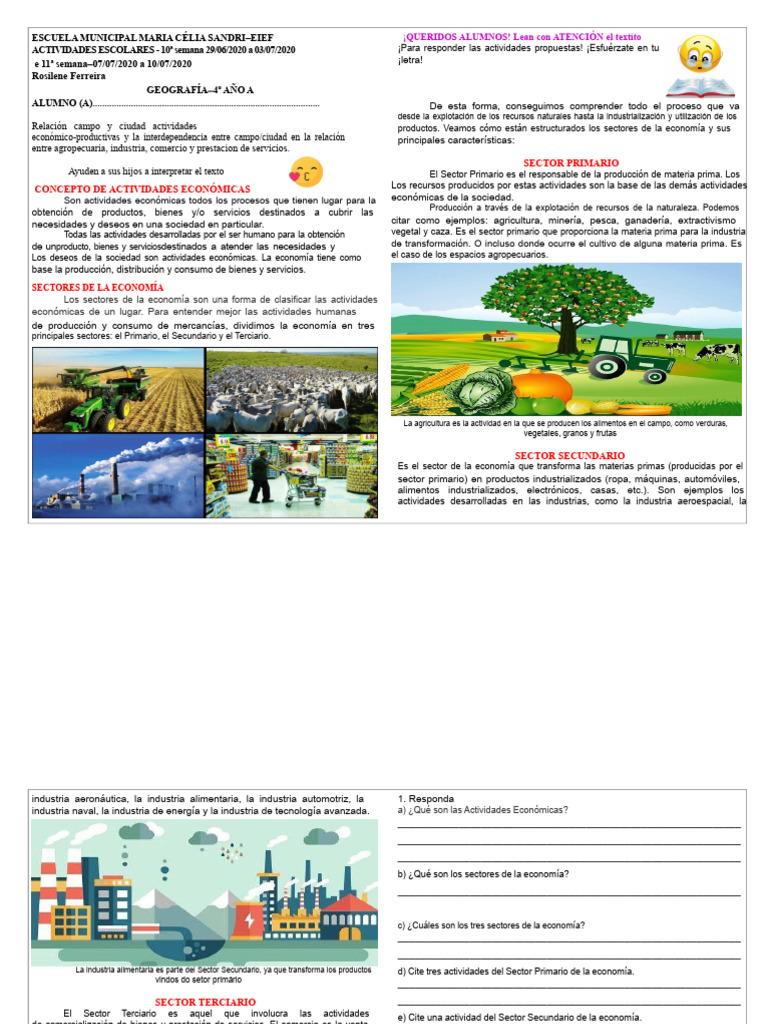 Actividad Sectores Económicos | PDF | Economias | Agricultura
