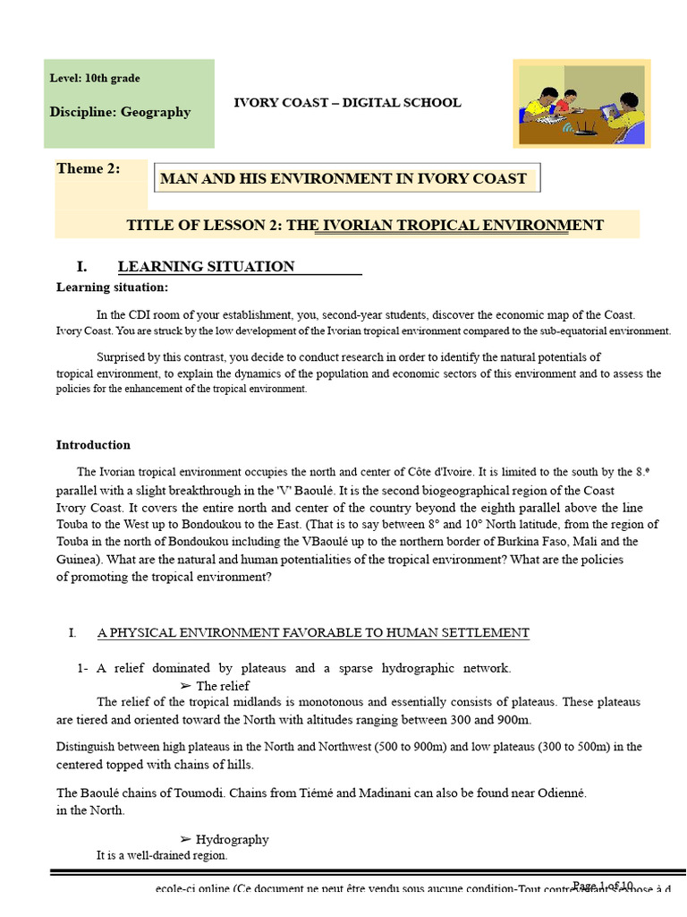 2nd G5 - The Ivorian Tropical Environment | PDF | Ivory Coast | Agriculture