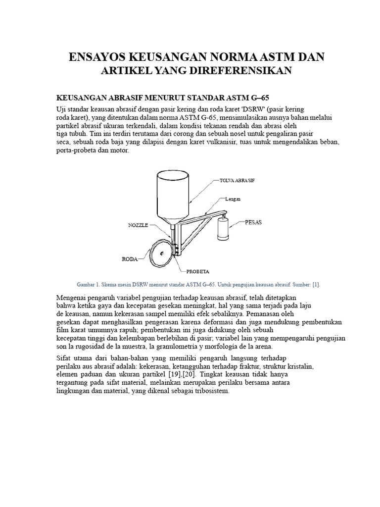 Uji Keausan Abrasif Berdasarkan ASTM G-65 | PDF
