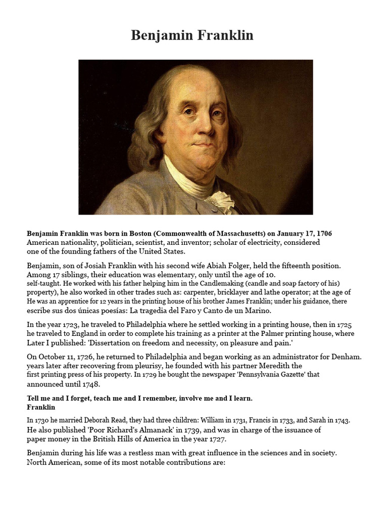 Life and Legacy of Benjamin Franklin | PDF | John Adams | Thomas Jefferson
