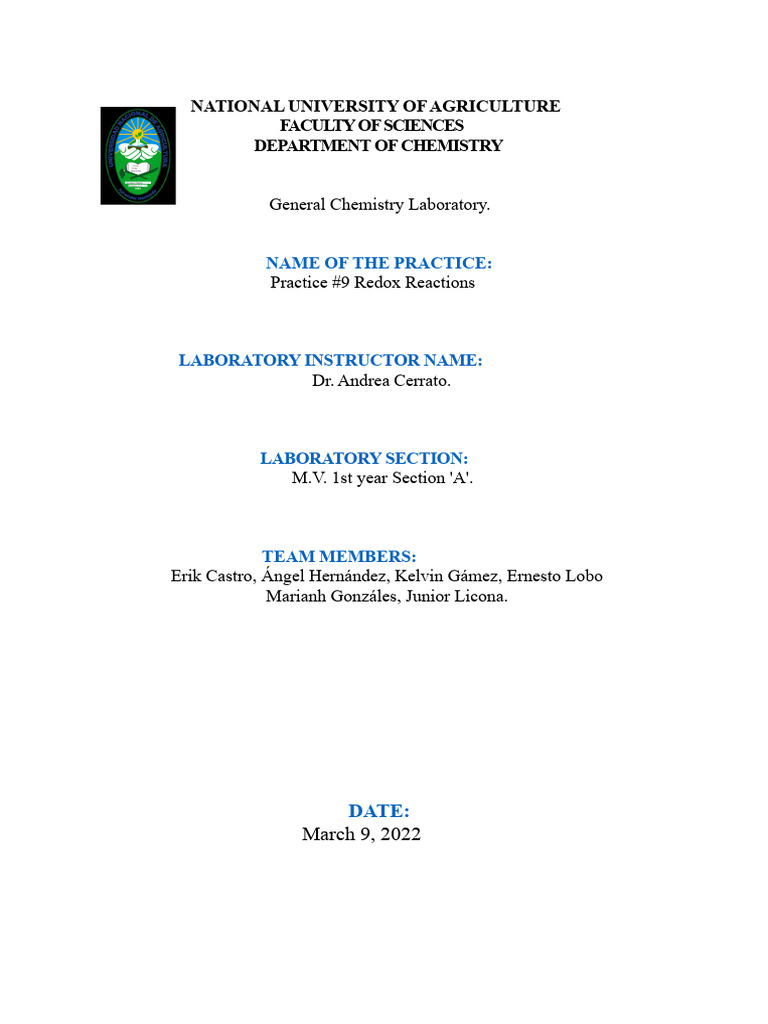 Practice 10 Oxidation-Reduction Reactions | PDF | Redox | Ion