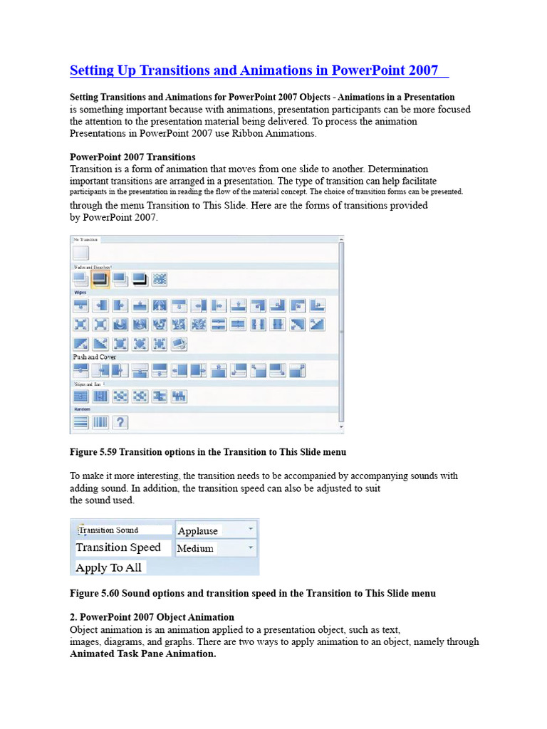 PowerPoint 2007: Animations & Transitions Guide | PDF | Hyperlink ...