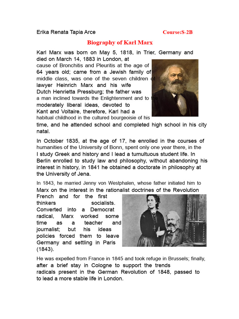 Biography of Karl Marx | PDF | Karl Marx | Friedrich Engels