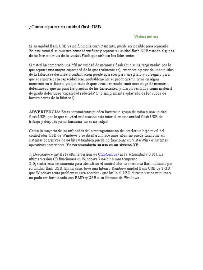 Cómo Reparar Su Unidad Flash USB USBest UT165 | PDF | Memoria flash ...