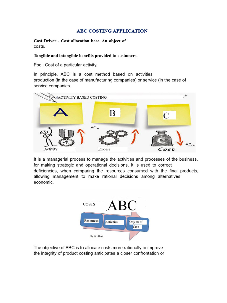 Abc Costing Application: Cost Driver - Cost Allocation Base. An Object ...