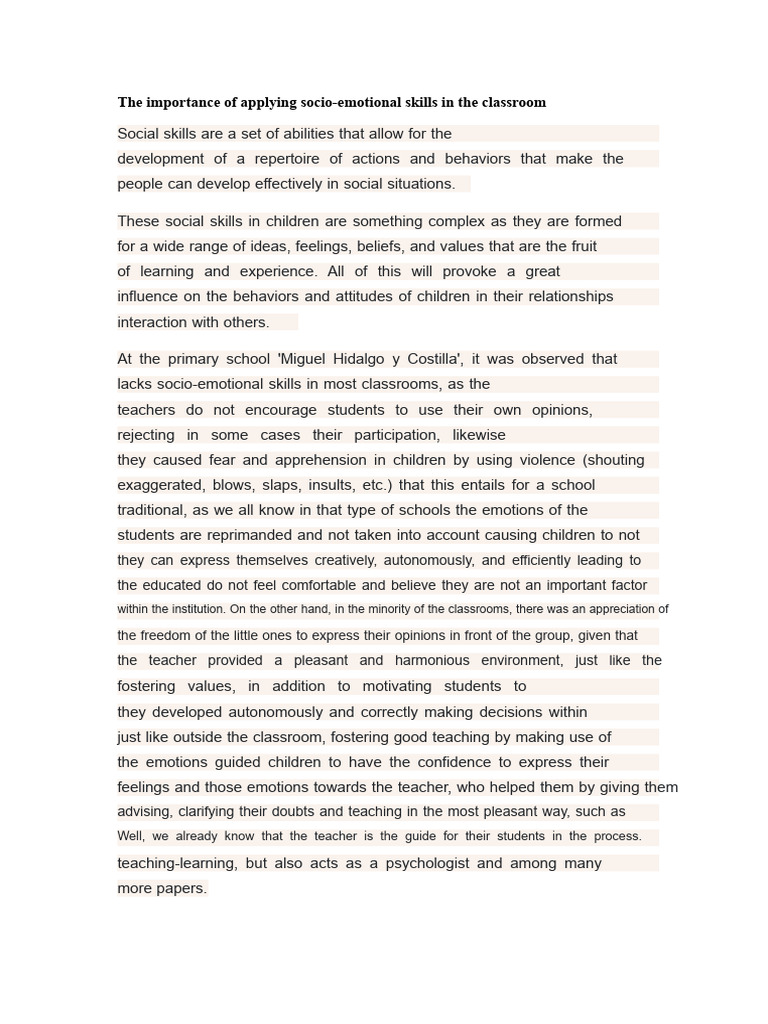 Socio-Emotional Report | PDF | Teachers | Emotions