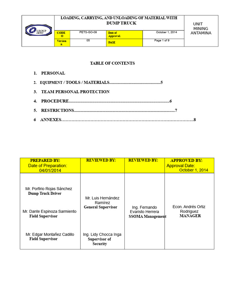 1 Pets Loading, Unloading, and Dumping of Materials Dump Truck | PDF ...