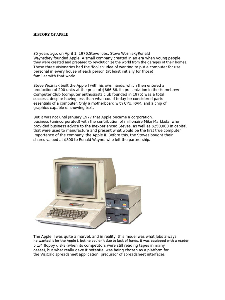 Apple Founding: A Historical Overview | PDF | Apple Inc. | Steve Jobs