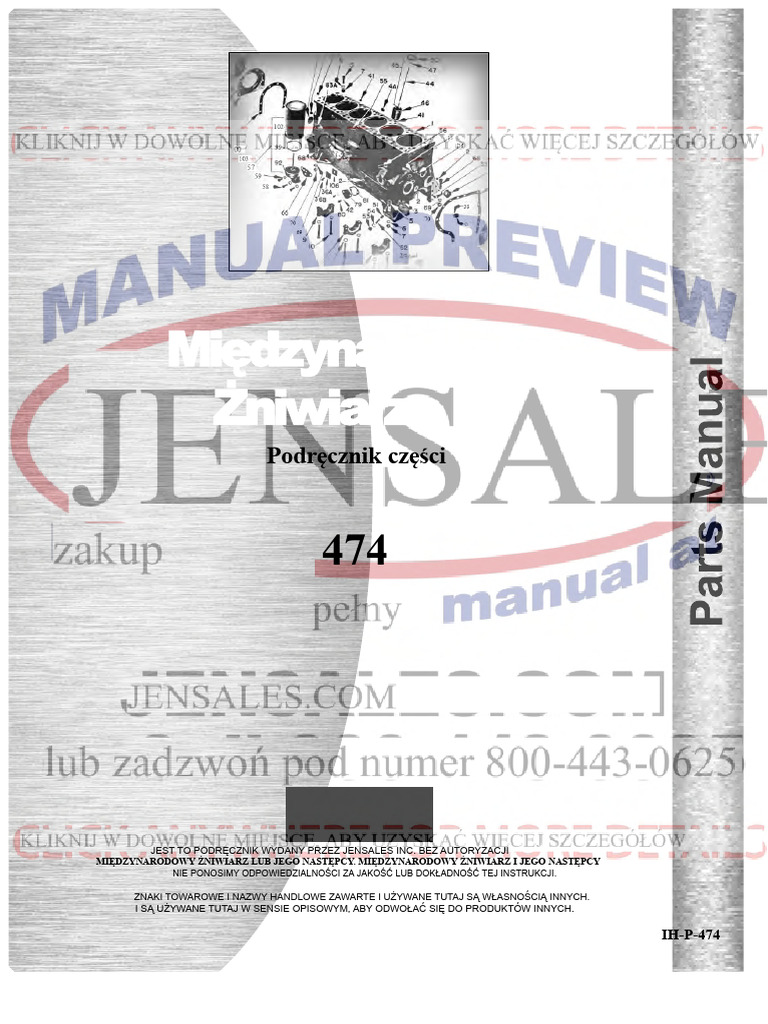 Podręcznik Części Traktora International Harvester 474 | PDF