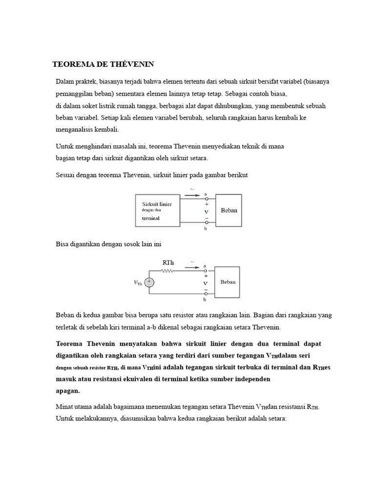 Teorema Thévenin dalam Analisis Sirkuit | PDF