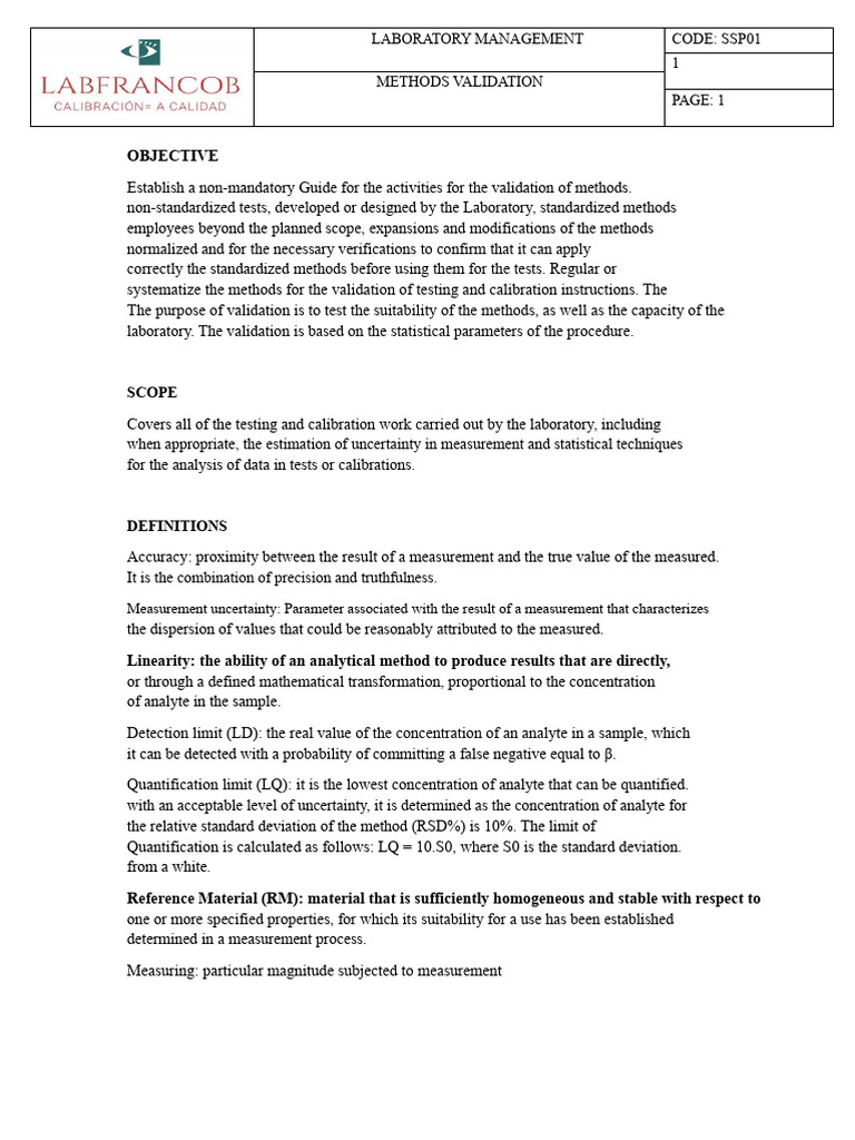 PROCEDURE FOR VALIDATION OF TESTING AND CALIBRATION METHODS IN ...