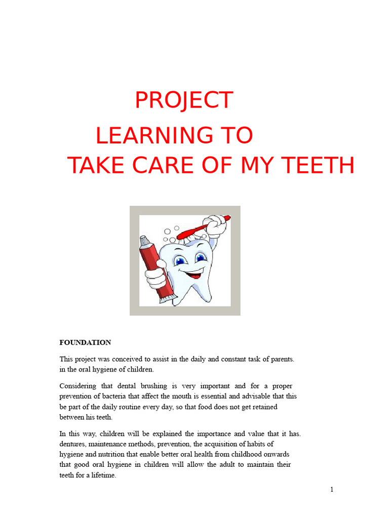 Project - I Learn To Take Care of My Teeth - Classroom of 4 | PDF ...
