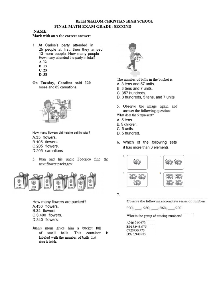 Final Exam Mathematics Second | PDF