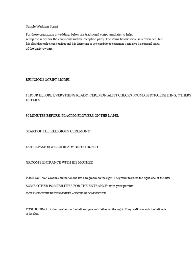 Traditional Wedding Ceremony Scripts | PDF | Wedding | Rituals