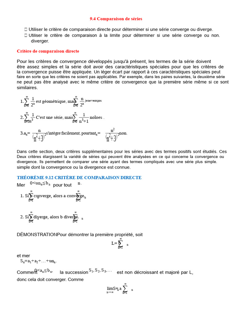 Critères de convergence des séries mathématiques | PDF | Série ...