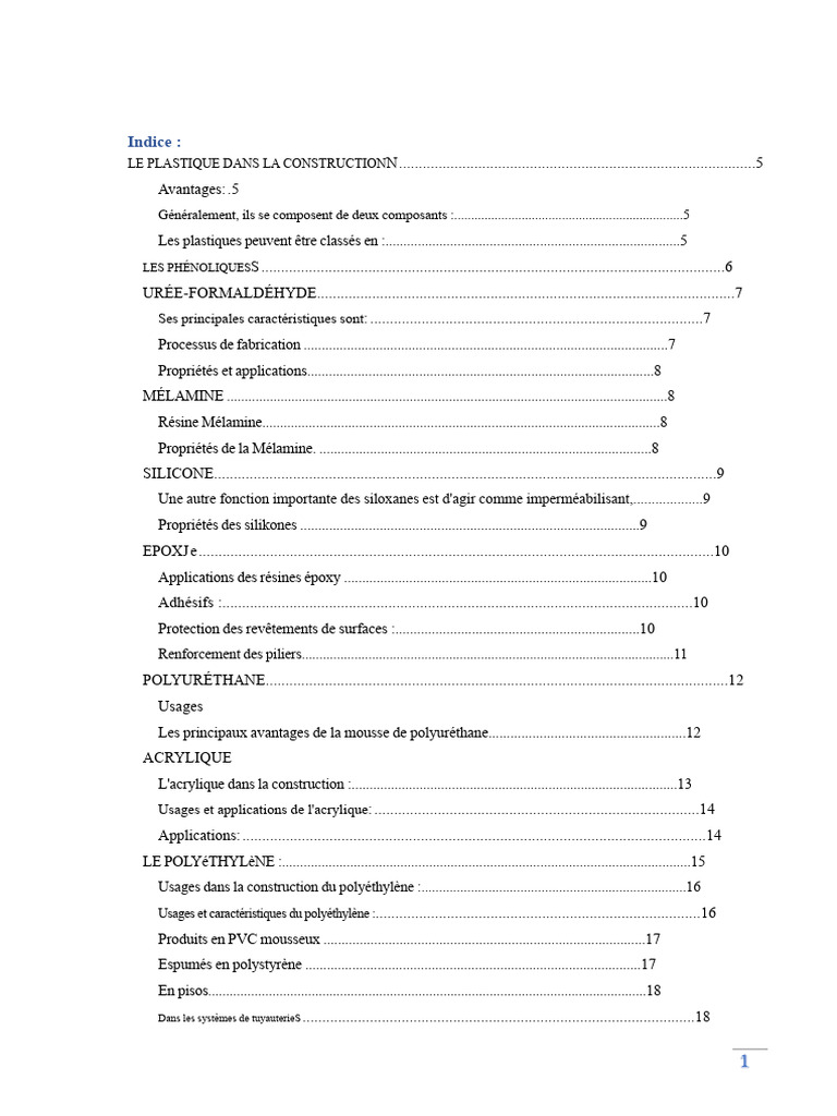 Plastiques dans la construction : types et usages | PDF ...