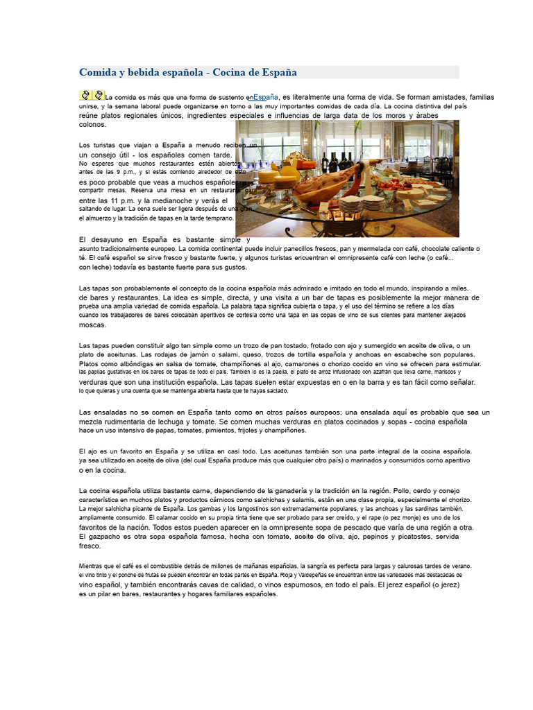 Comida Española | PDF | Cocina española | Alimentos