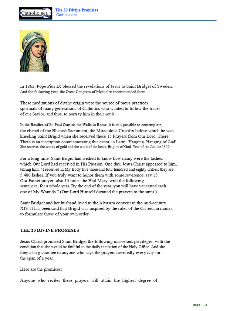 The 20 Divine Promises of Christ | PDF | Lord's Prayer | Prayer