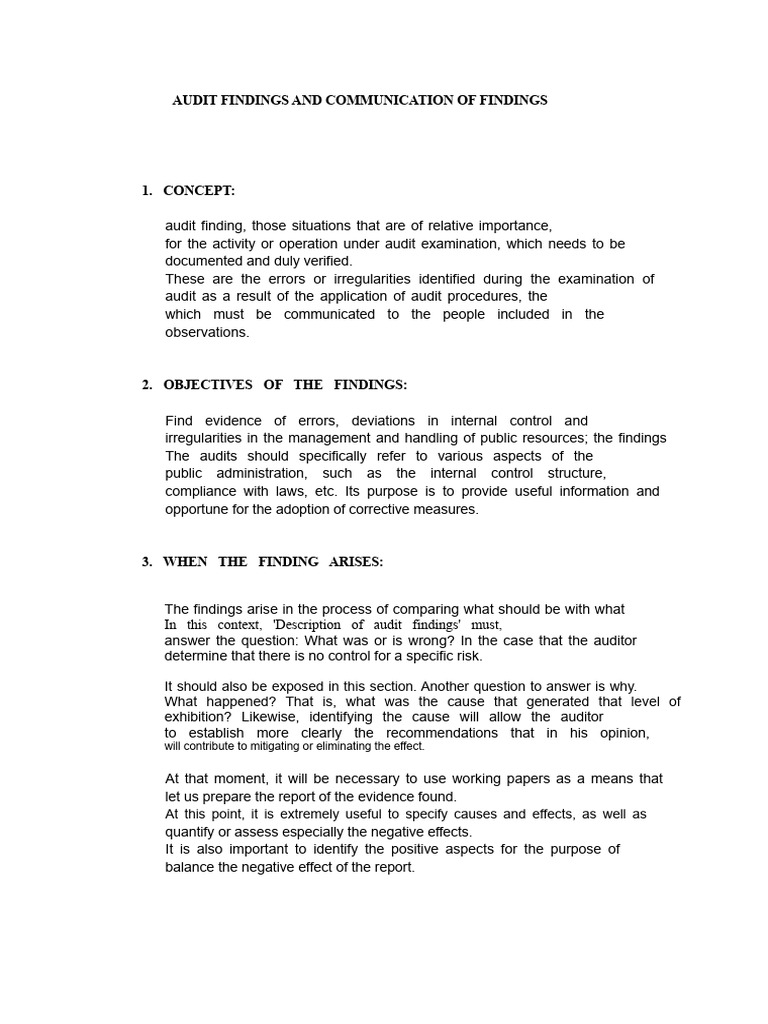 Audit Findings: Documentation and Communication | PDF | Audit ...