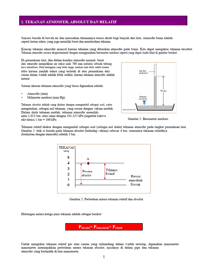Tekanan Relatif Absolut Atmosfer | PDF