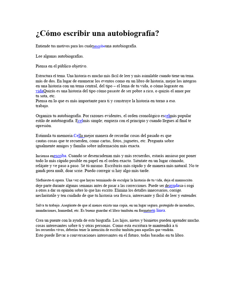 Cómo Escribir Una Autobiografía | PDF