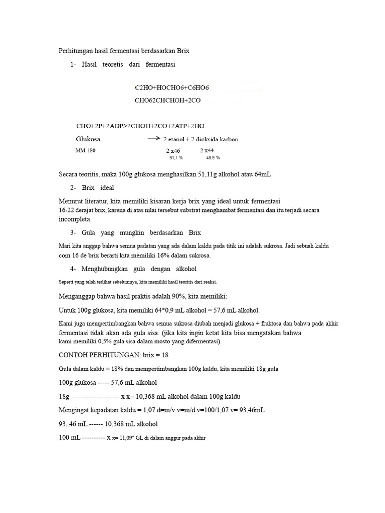 Perhitungan °GL Dari Brix | PDF