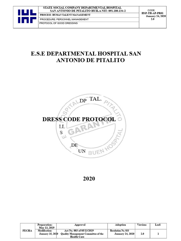 Hospital Dress Code Protocol 2020 | PDF | Nail (Anatomy) | Clothing