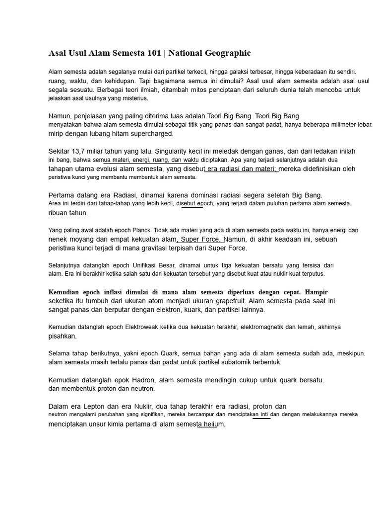 Asal Usul Alam Semesta: Teori Big Bang | PDF