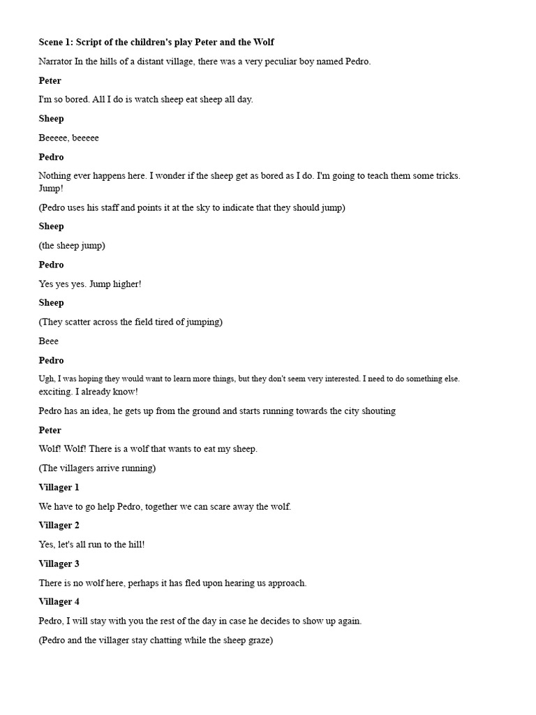 Peter and The Wolf Script. | PDF