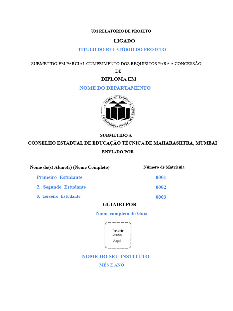Modelo de Relatório de Projeto Do Diploma MSBTE | PDF | Metodologia