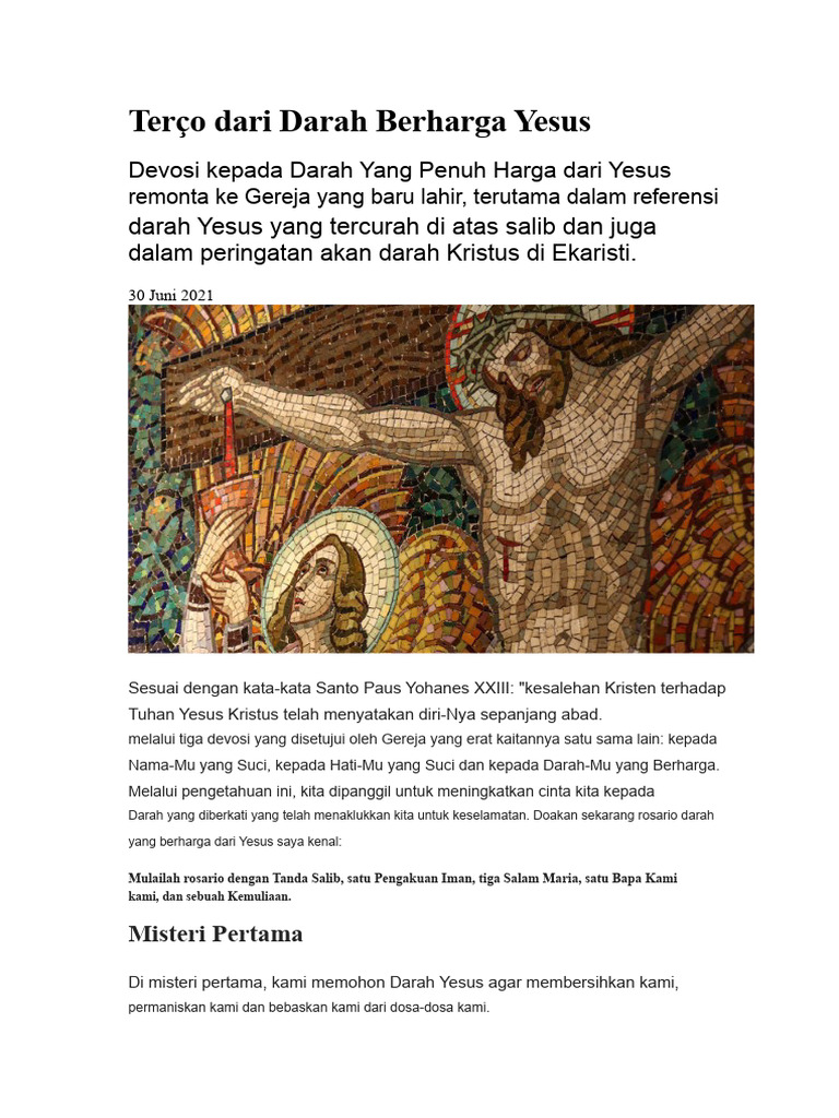 Rosario Darah Berharga Yesus | PDF
