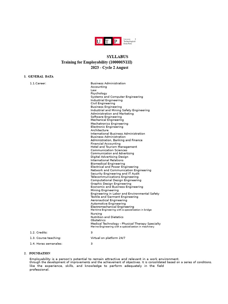 Syllabus For Employability Training | PDF | Engineering | Business
