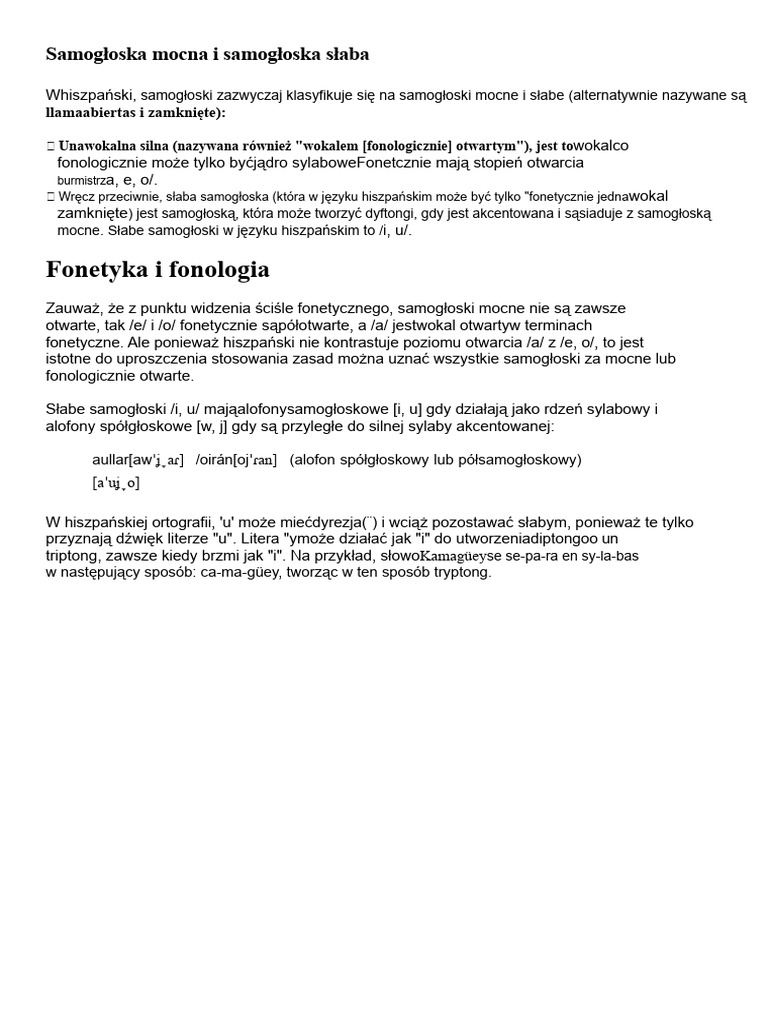 Samogłoska Mocna I Samogłoska Słaba | PDF