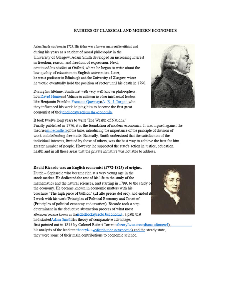 Parents of Classical and Modern Economics | PDF | Adam Smith | Economics