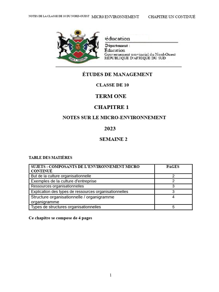 2023 BSTD Classe 10 Micro Environnement Semaine 2 (Continuation) | PDF | Business | Capital ...