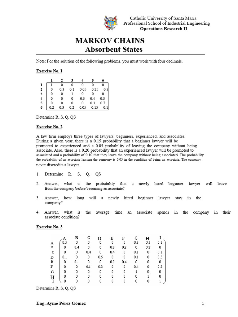 Practice N°7 Markov Chain 2 | PDF | Probability Theory | Applied Mathematics