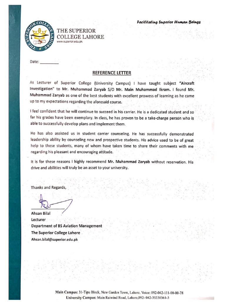 Reference Letter 1 | PDF