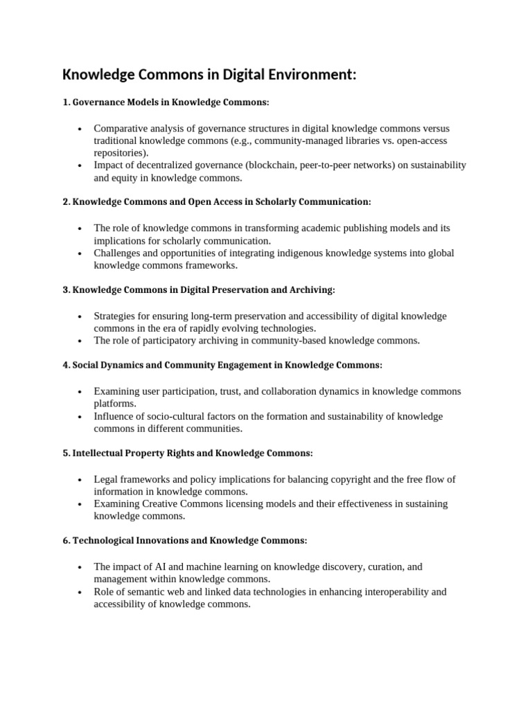 Knowledge Commons in Digital Spaces | PDF | Open Access | Governance