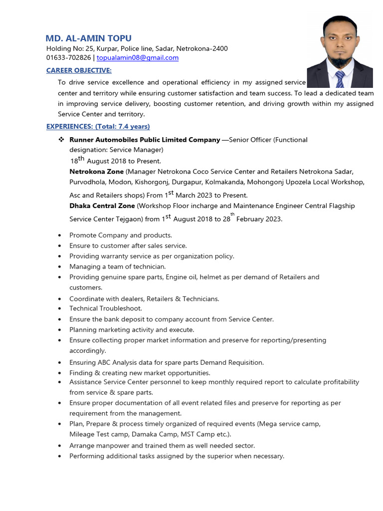 CV of Md. Al-Amin Topu (5) - 4-3 | PDF | Business