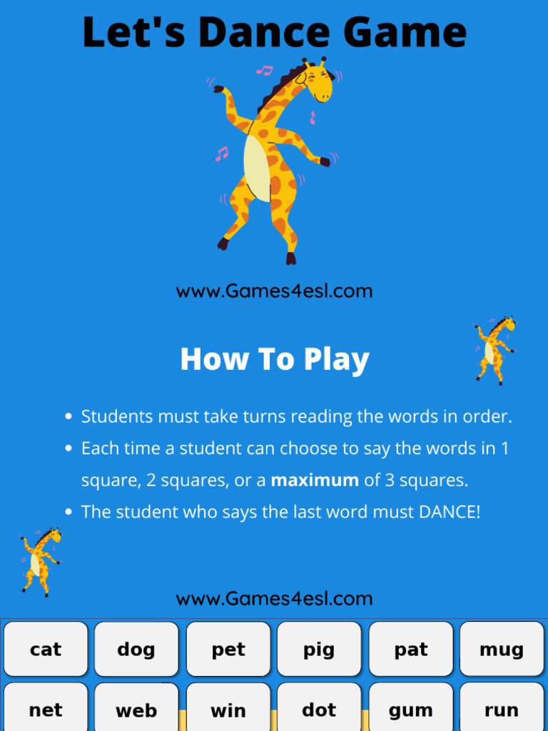 Lets Dance Game Phonics CVC Words | PDF