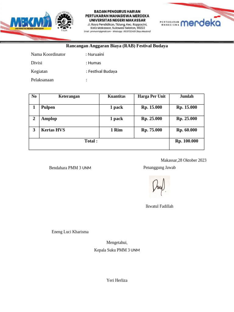 Format Rab Festival Budaya | PDF