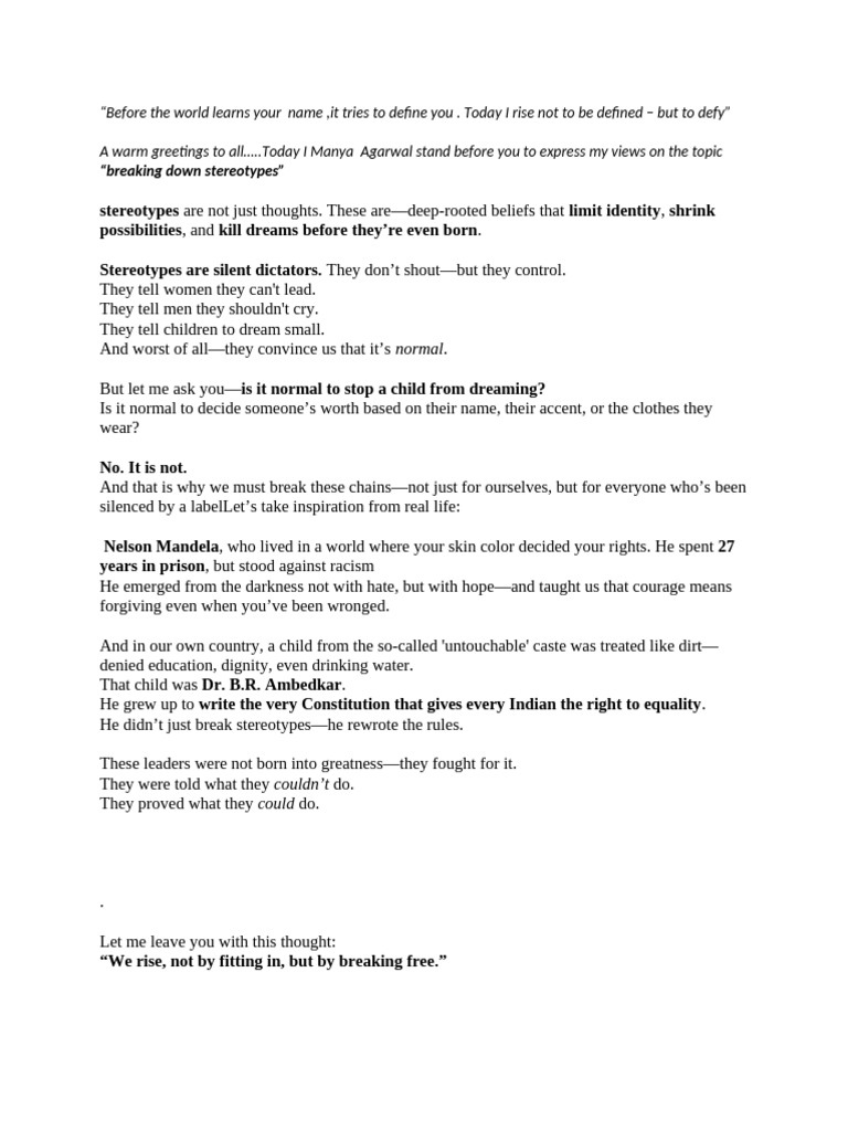 Final Elocution Speech | PDF
