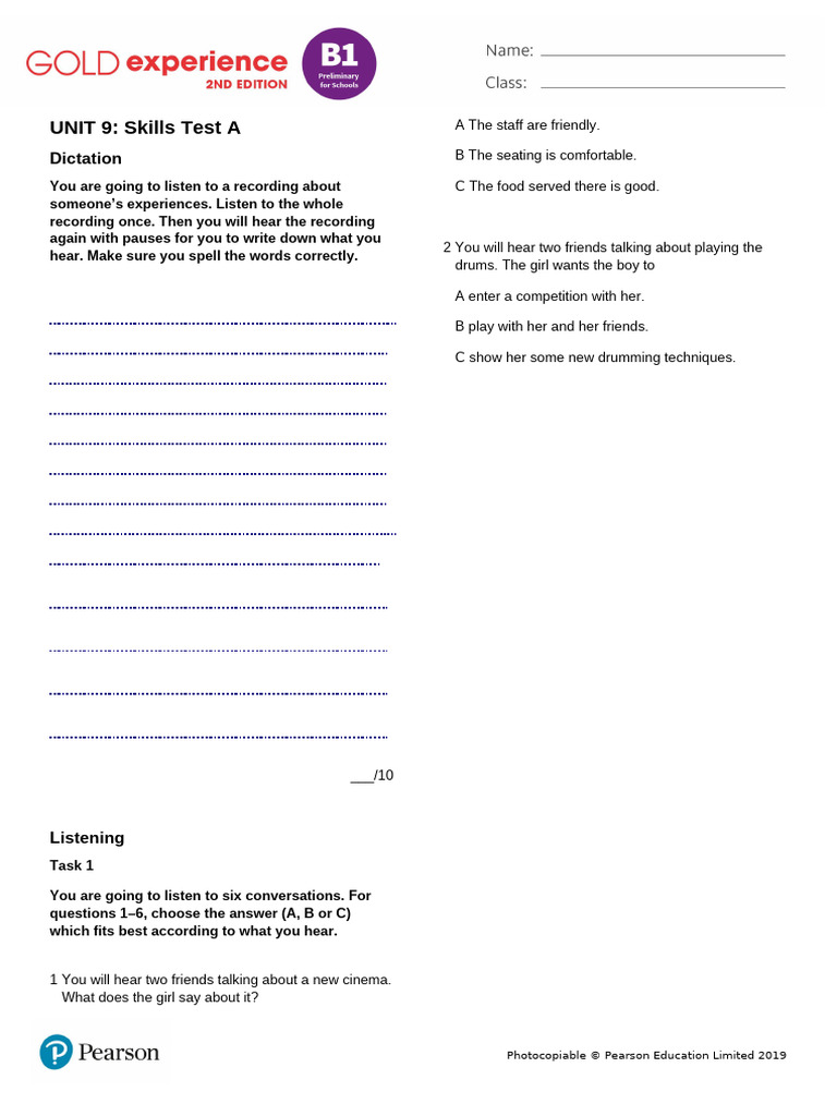 Listening and Reading Skills Test | PDF