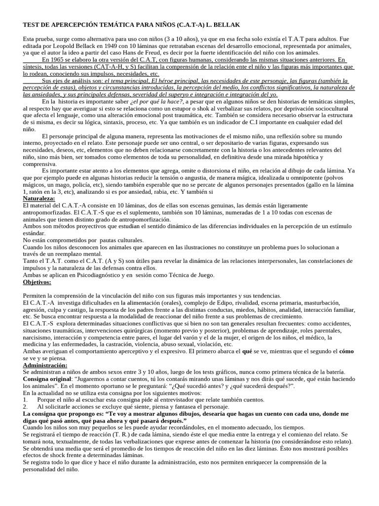 Test de Apercepción Temática para Niños | PDF | Pensamiento | Percepción
