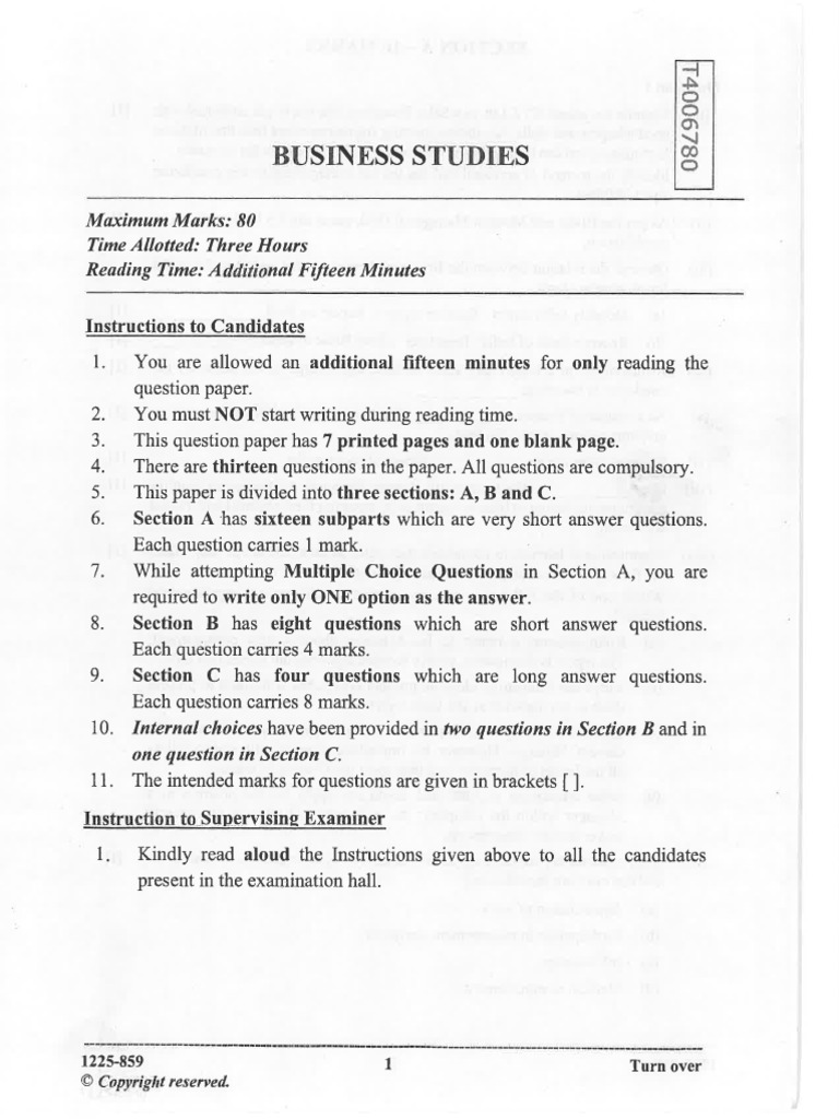 859 Business Studies | PDF