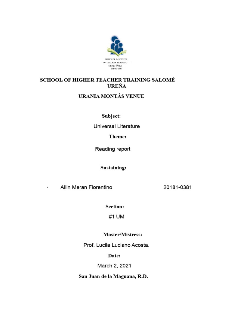 Reading Report On The Work: Love in The Time of Cholera. | PDF ...