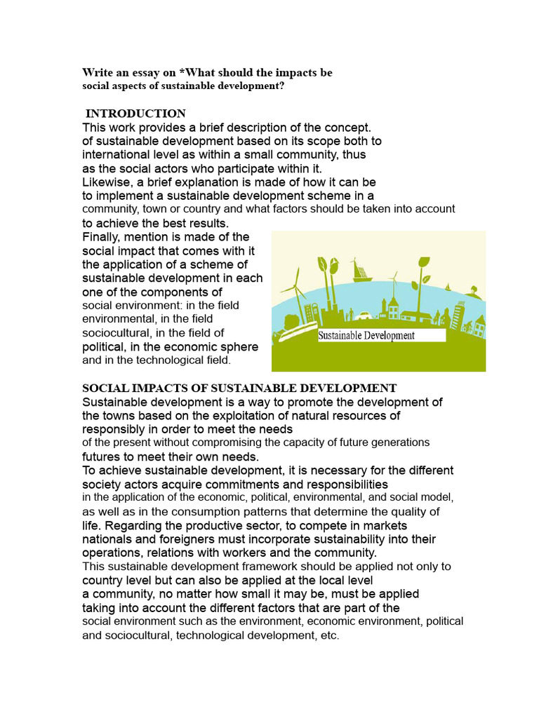 Essay On The Social Impacts of Sustainable Development | PDF ...