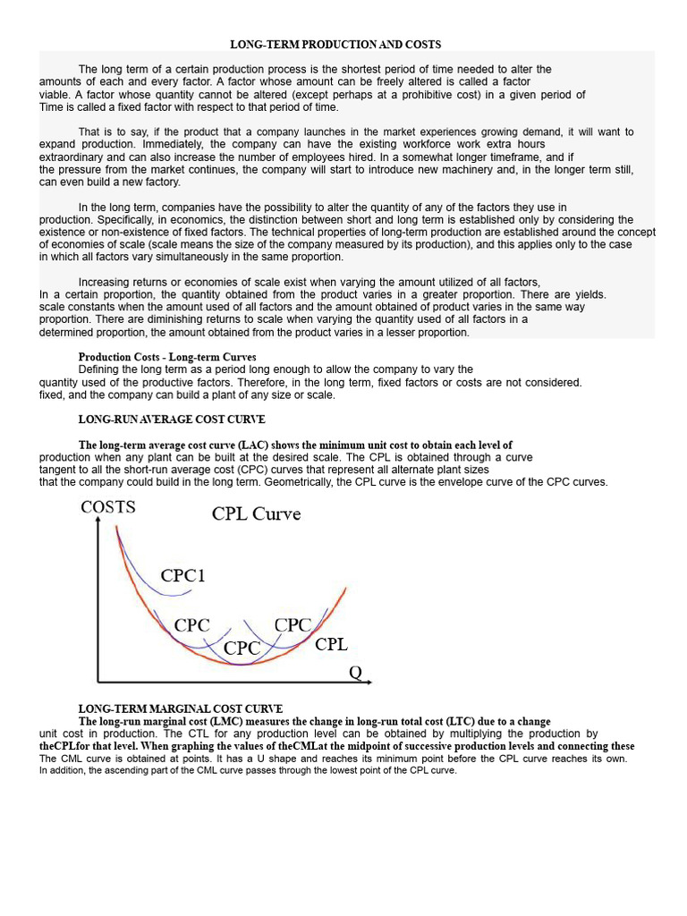 Production and Long-Term Costs | PDF | Average Cost | Economies Of Scale