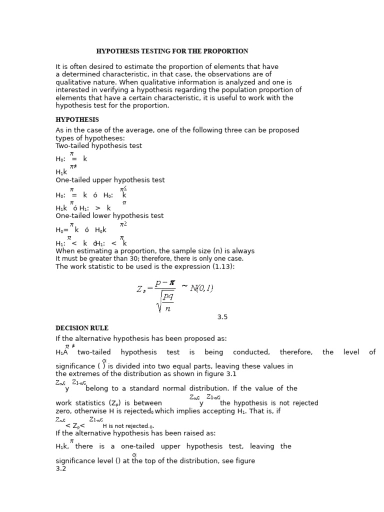 Hypothesis Testing For Proportion | PDF | Hypothesis | Statistical ...